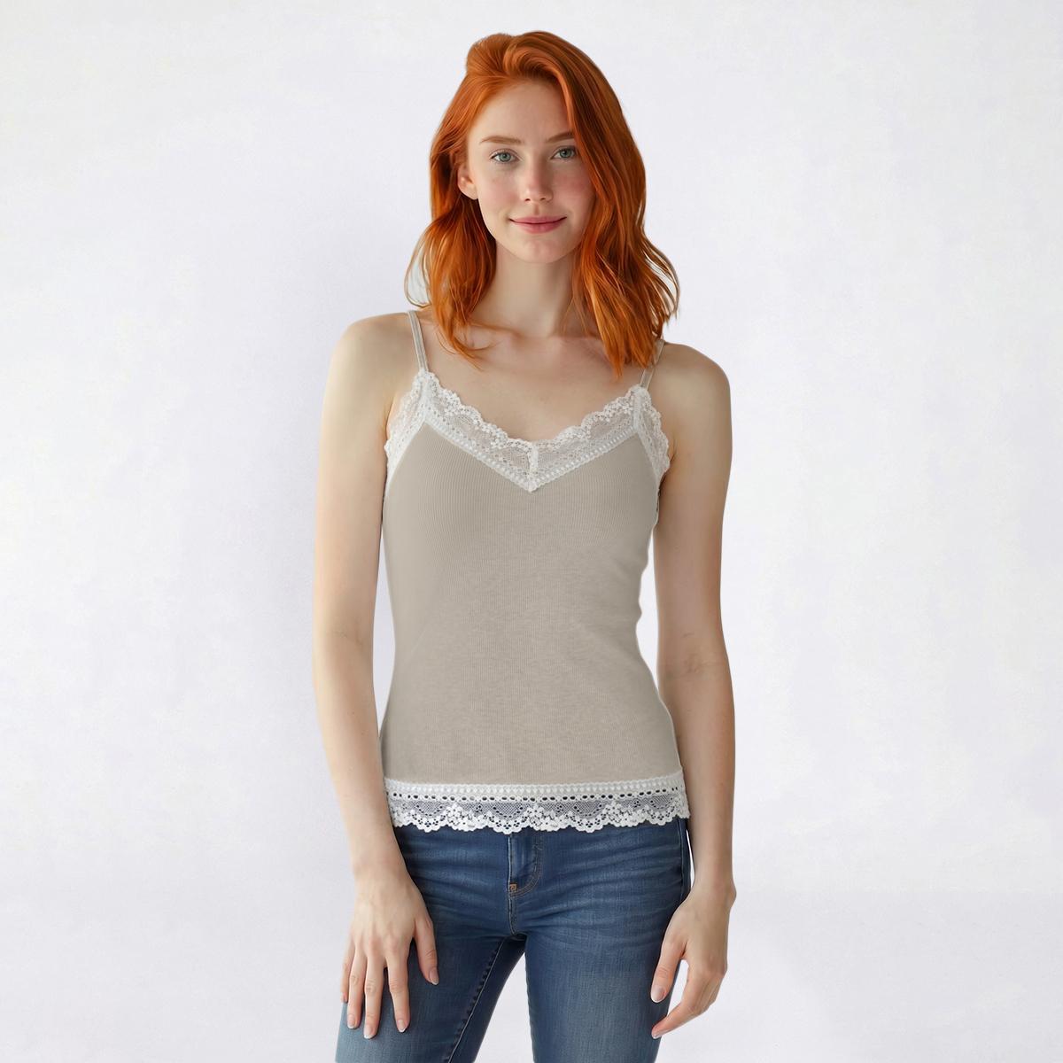 Click here for Juniors Pink Rose Rib Lace Trim Long Camisole prices